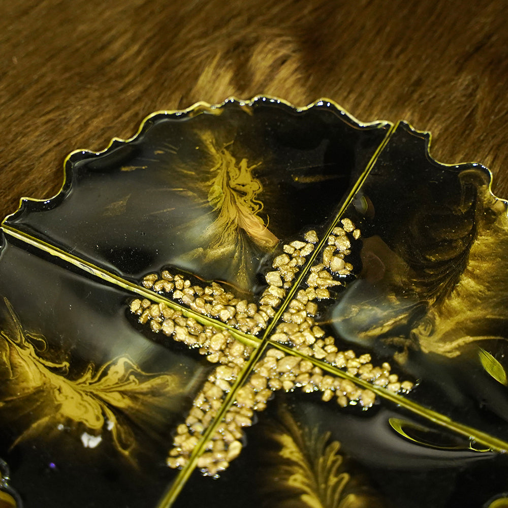 Infused Black Gold Resin Glass Coasters | Shaheen's Store